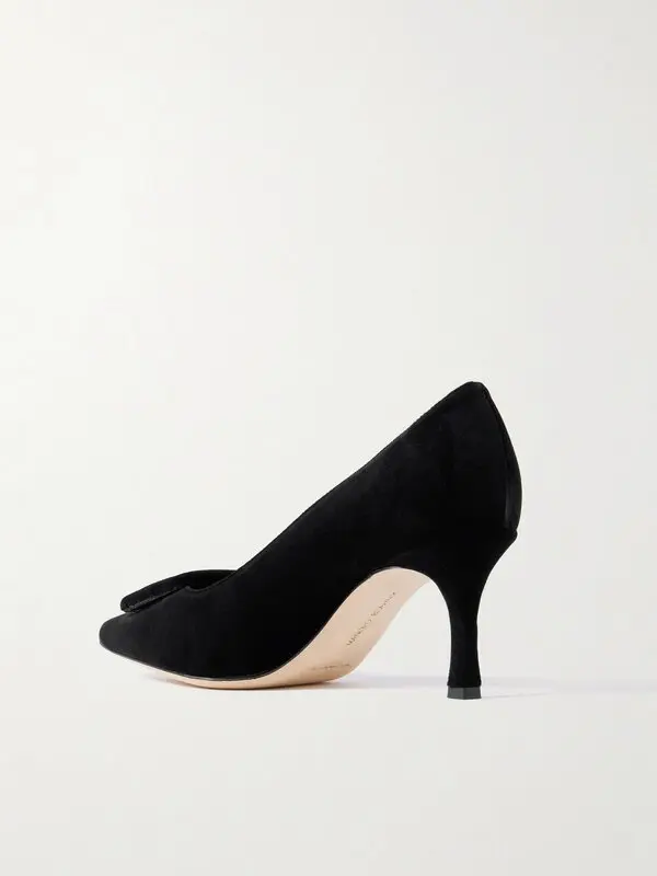 Manolo Blahnik Maysale 70 Buckled Velvet Pumps - Black