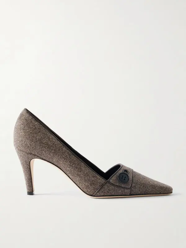Manolo Blahnik Lulamae 70 Leather-trimmed Tweed Pumps - Brown
