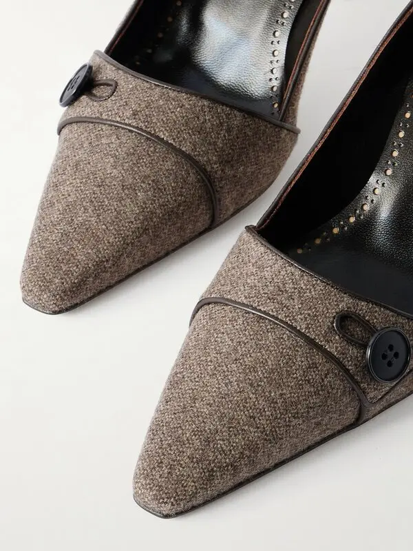 Manolo Blahnik Lulamae 70 Leather-trimmed Tweed Pumps - Brown