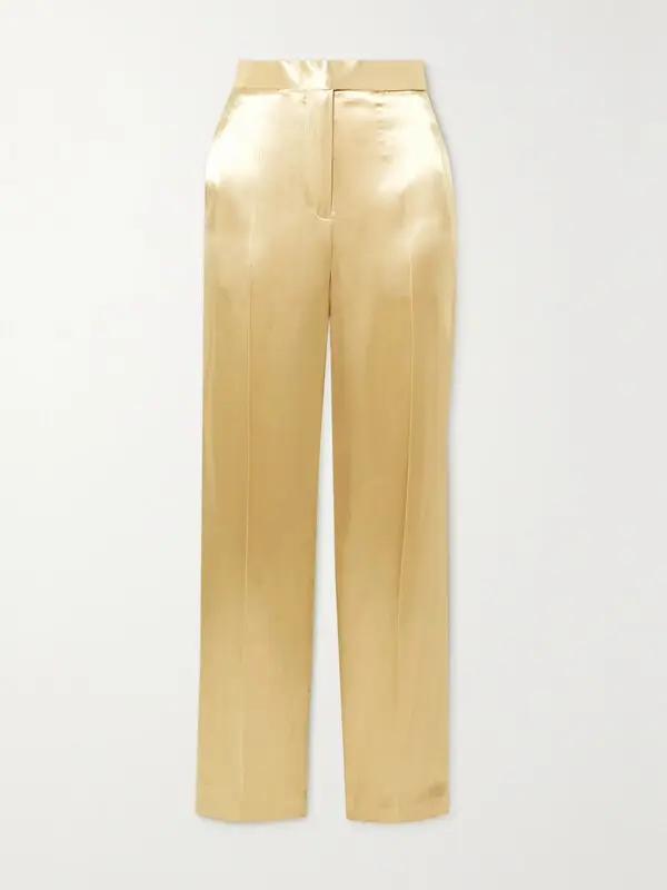 Victoria Beckham Satin Straight-leg Trousers