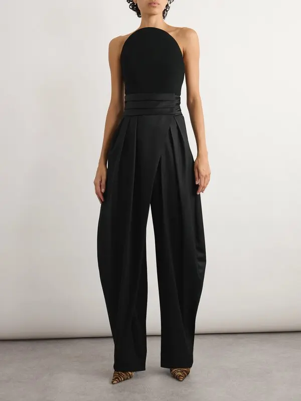 Alaïa Silk-trimmed Grain De Poudre Wool-blend Barrel-leg Trousers