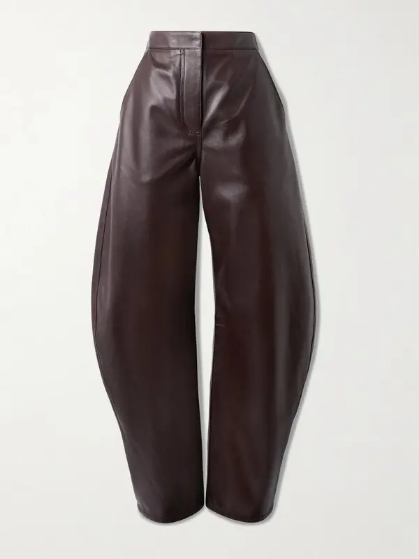 Alaïa Leather Barrel-leg Pants - Brown