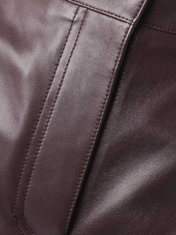 Alaïa Leather Barrel-leg Pants - Brown