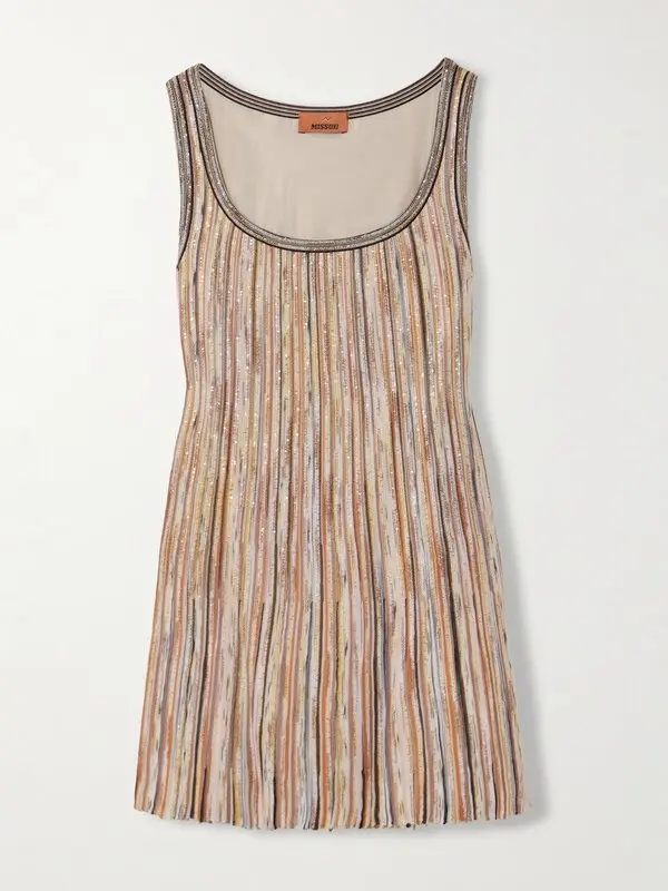 Missoni Striped Sequined Metallic Mini Dress