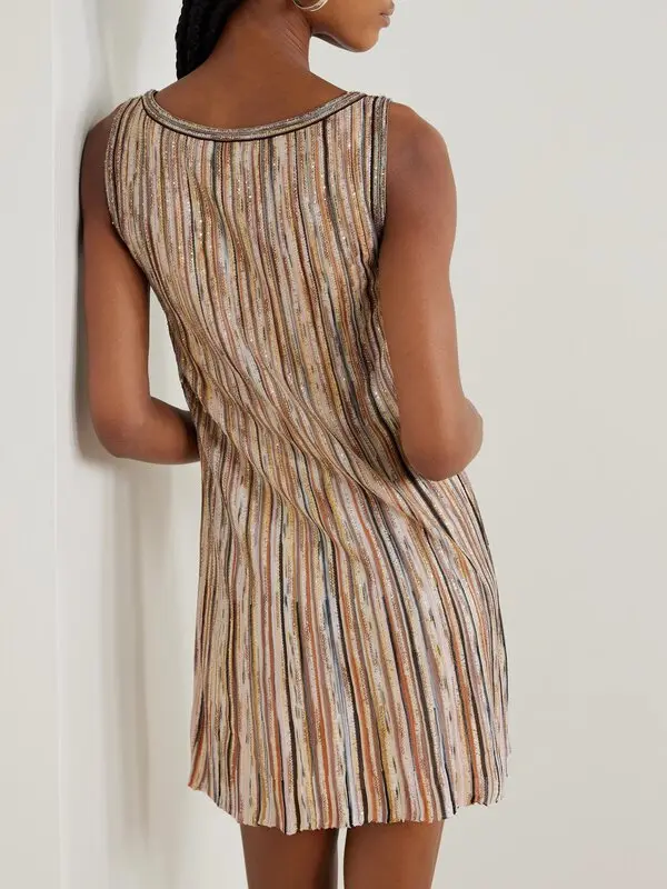 Missoni Striped Sequined Metallic Mini Dress