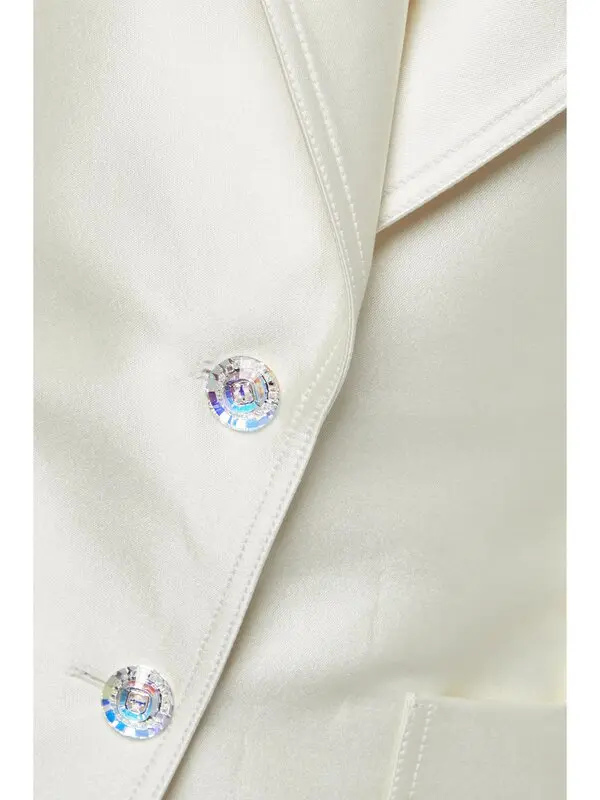 Christopher John Rogers Ruched Cotton And Silk-blend Satin Blazer - Ivory