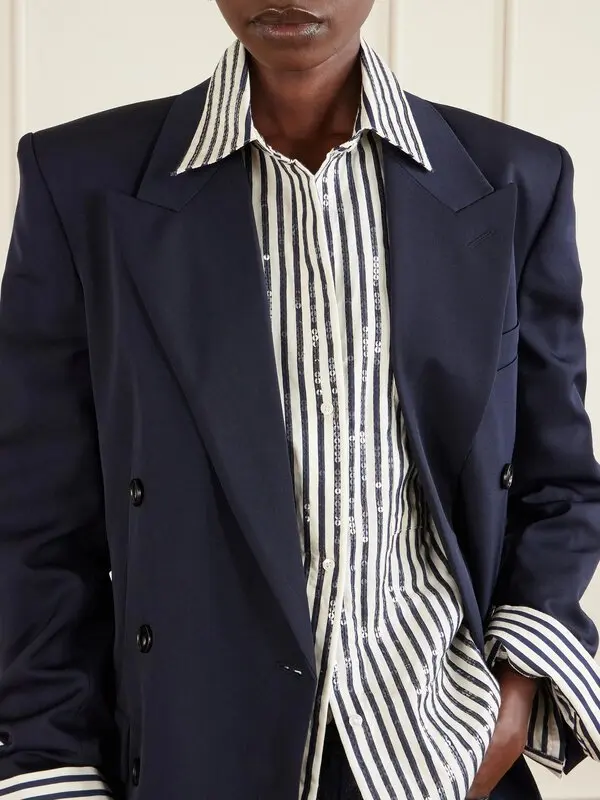 TWP Sequined Striped Cotton-blend Poplin Shirt