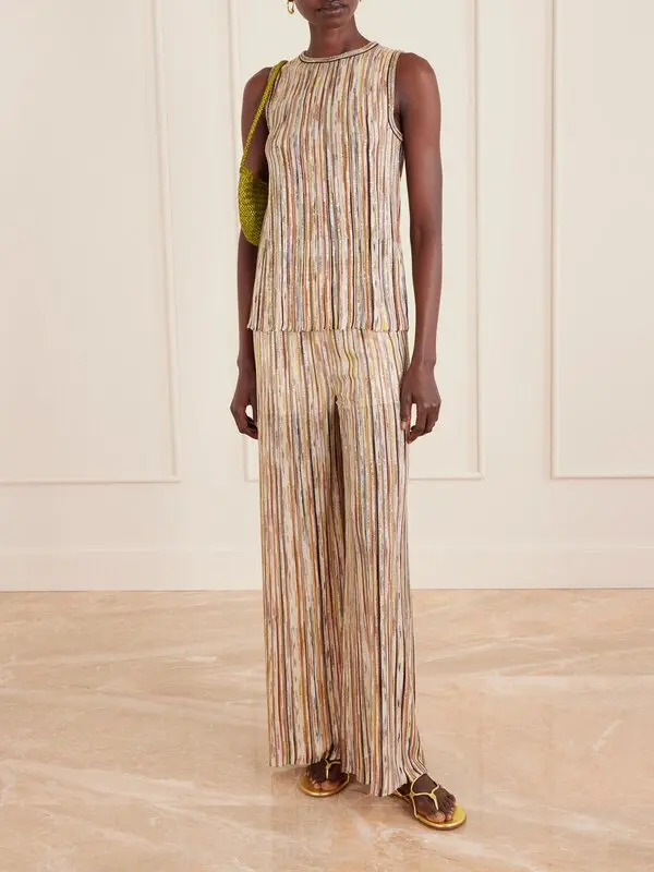 Missoni Mare Sequined Striped Crochet-knit Tank - Brown