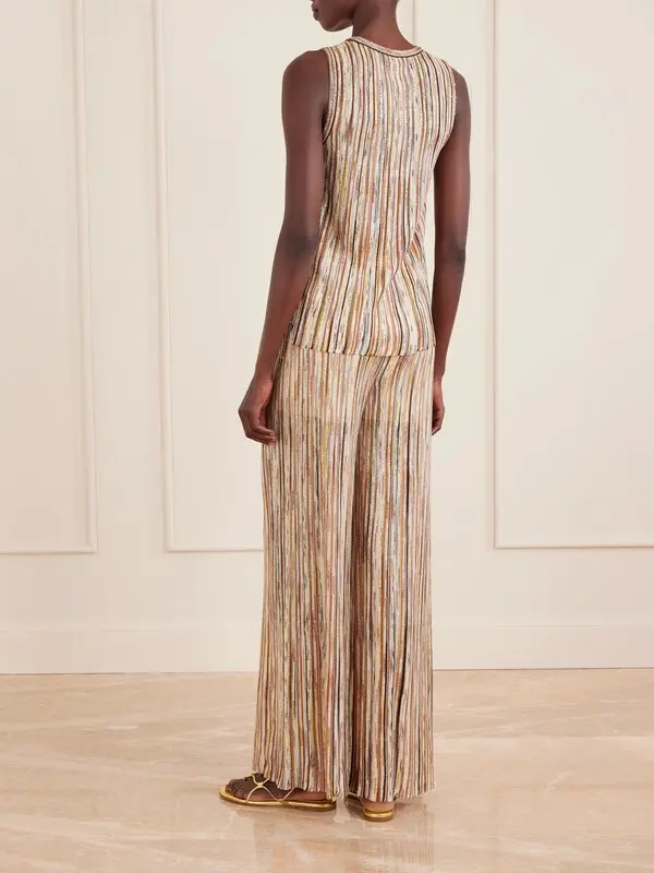 Missoni Mare Sequined Striped Crochet-knit Tank - Brown