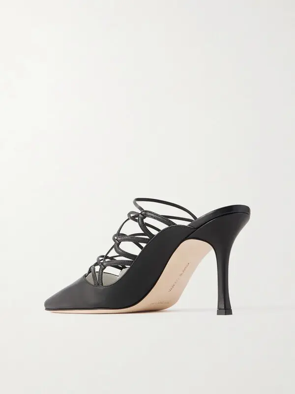 Manolo Blahnik Netas 90 Leather Mules