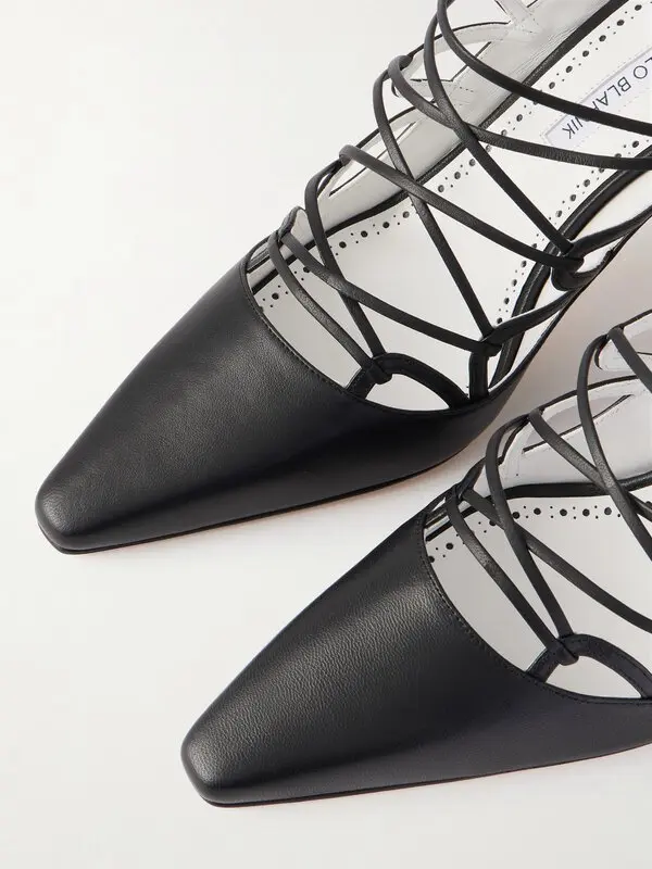 Manolo Blahnik Netas 90 Leather Mules