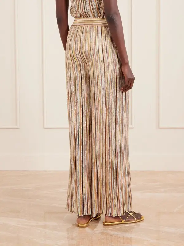 Missoni Embellished Crochet-knit Pants - Brown