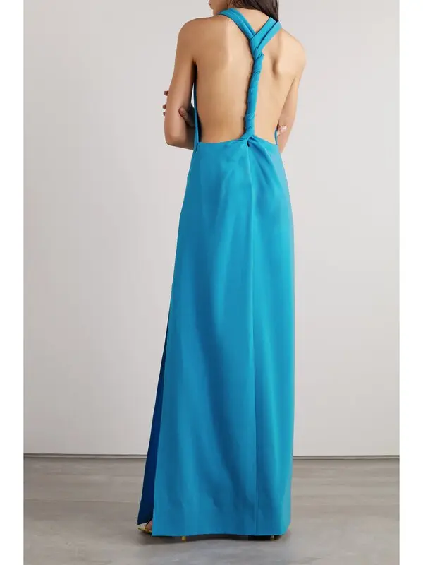 Proenza Schouler Open-back Draped Crepe Maxi Dress - Blue