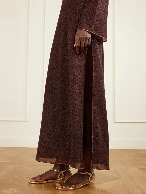 Oseree Lumière Metallic Stretch-knit Kaftan
