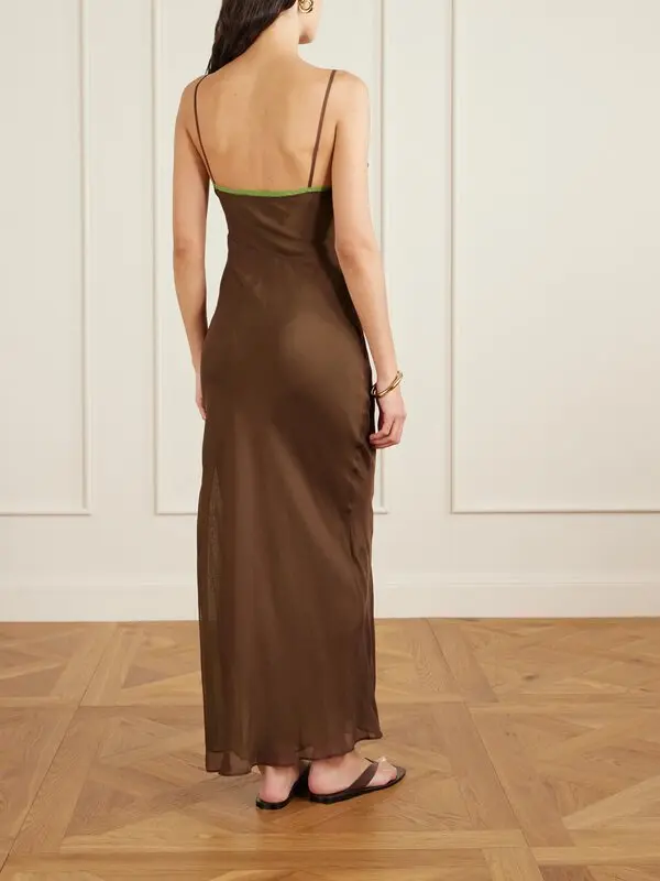 SIR. Danica Ruched Layered Silk-chiffon Maxi Dress