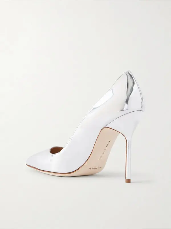 Manolo Blahnik Bb 105 Metallic Leather Pumps