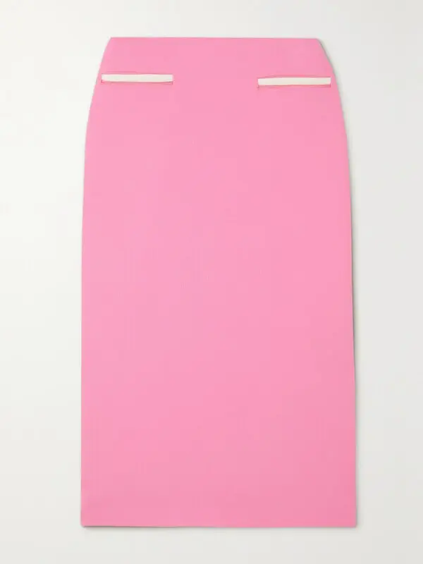 ROWEN ROSE Wool-crepe Midi Skirt