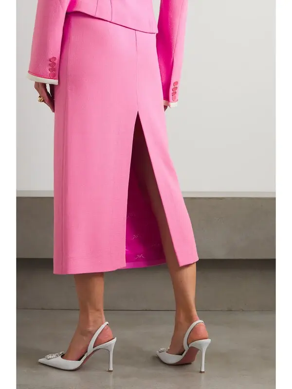 ROWEN ROSE Wool-crepe Midi Skirt