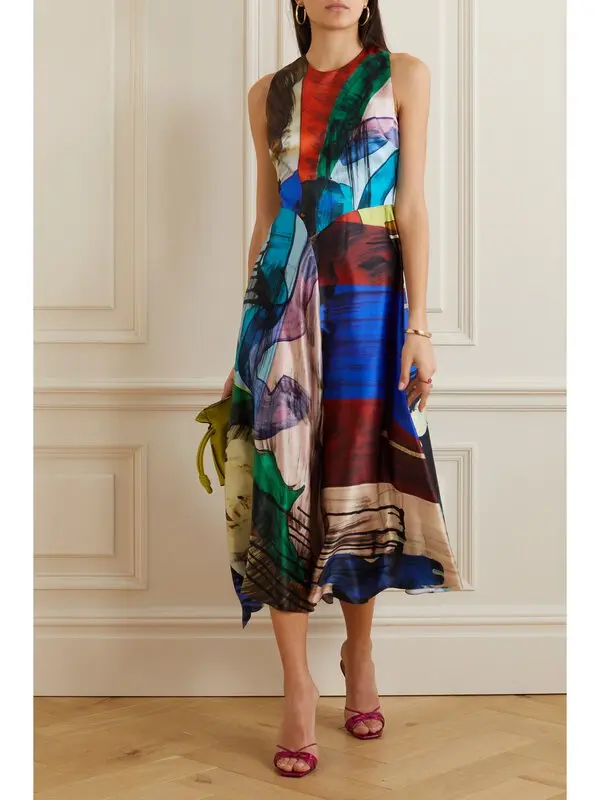ROKSANDA Printed Silk-satin Maxi Dress