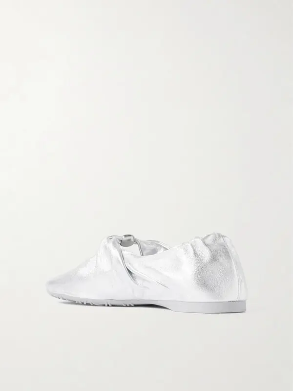 Loewe Pebble Metallic Leather Ballet Flats - Silver