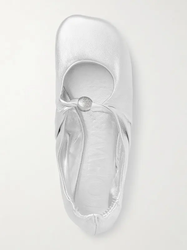 Loewe Pebble Metallic Leather Ballet Flats - Silver