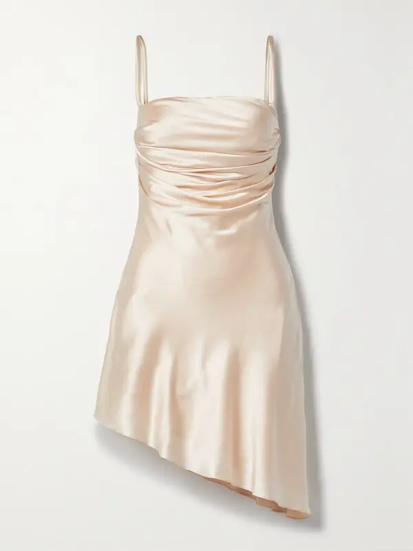 ET OCHS Asymmetric Draped Silk-charmeuse Mini Dress