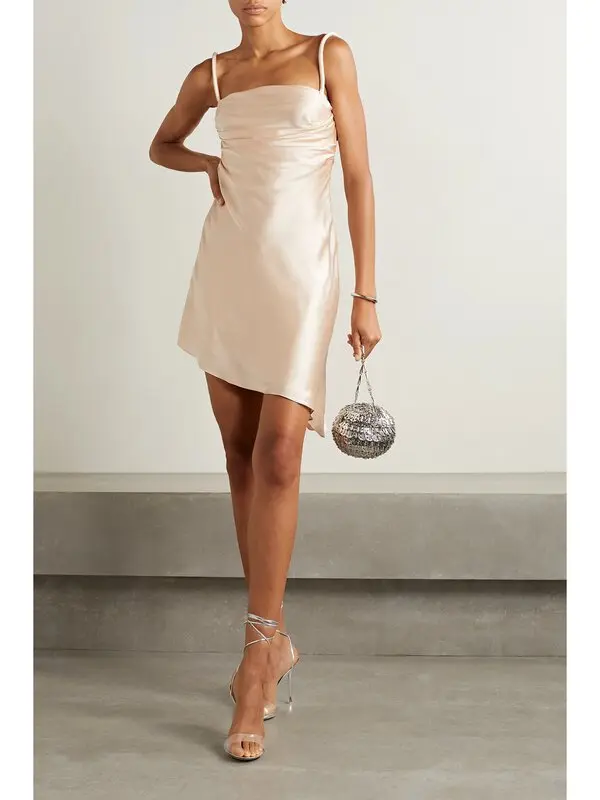 ET OCHS Asymmetric Draped Silk-charmeuse Mini Dress