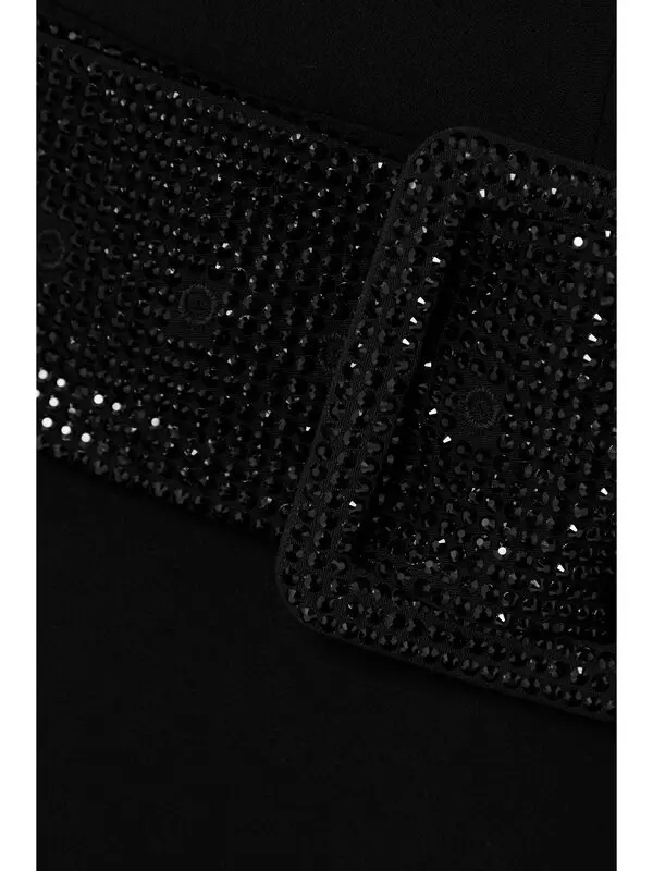 Versace Crystal-embellished Belted Crepe Midi Dress