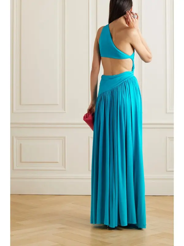 Michael Kors One-shoulder Cutout Gathered Jersey Gown