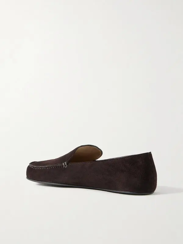 THE ROW Leo Suede Loafers - Brown