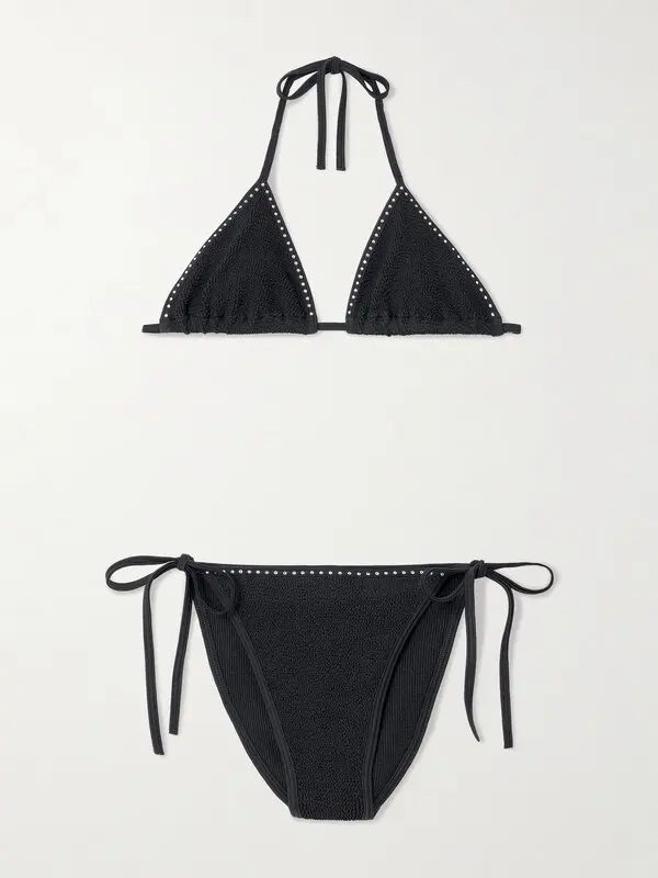 Hunza G Gina Swarovski Crystal-embellished Bikini - Black