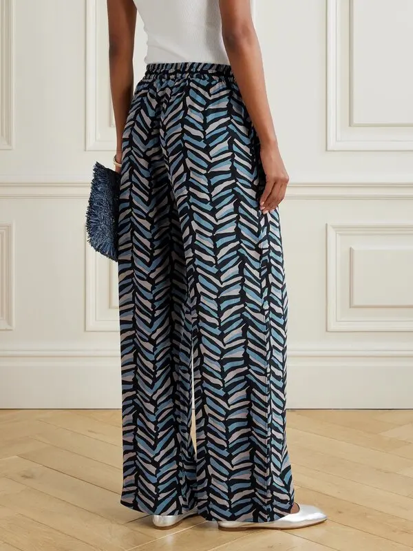 Matteau Printed Silk-twill Straight-leg Pants