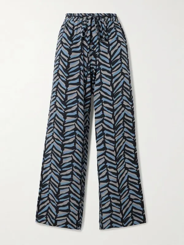 Matteau Printed Silk Crepe De Chine Straight-leg Pants - Multi