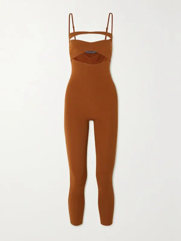 Zeynep Arçay Cutout Stretch-knit Jumpsuit - Brown