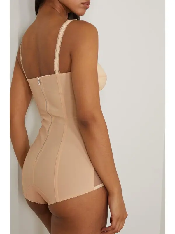 Dolce & Gabbana Lace-trimmed Stretch-tulle Bodysuit