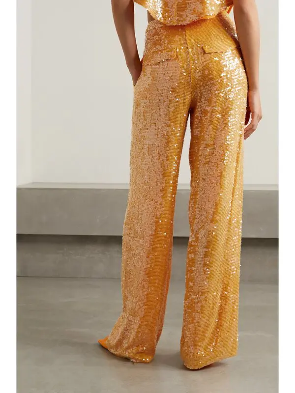 Lapointe Pleated Sequined Straight-leg Pants
