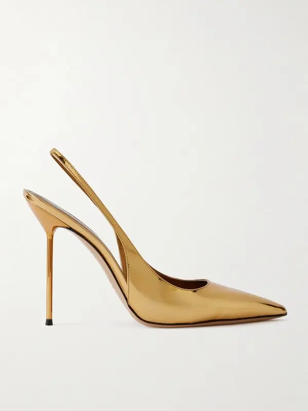Paris Texas Lidia 105 Mirrored-leather Slingback Pumps - Metallic