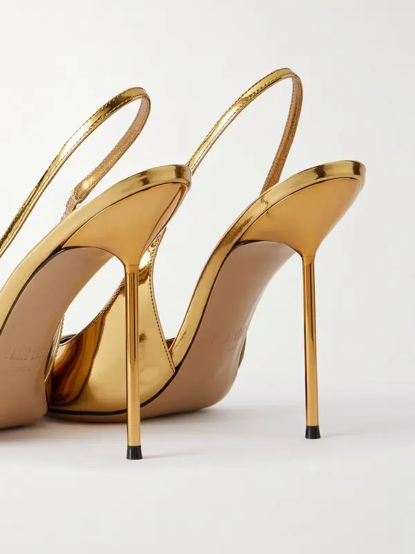 Paris Texas Lidia 105 Mirrored-leather Slingback Pumps - Metallic