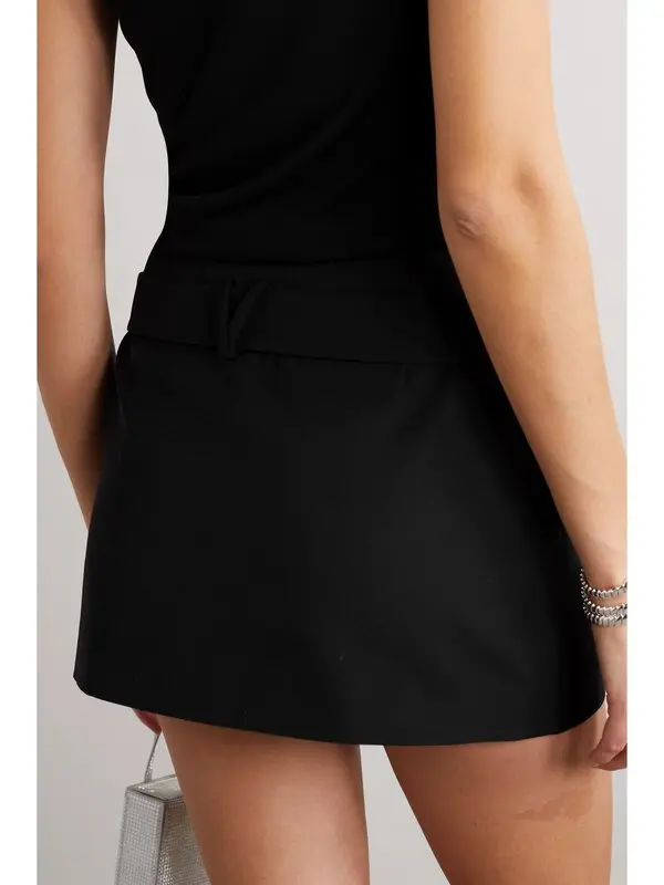 Versace Belted Grain De Poudre Wool Mini Skirt
