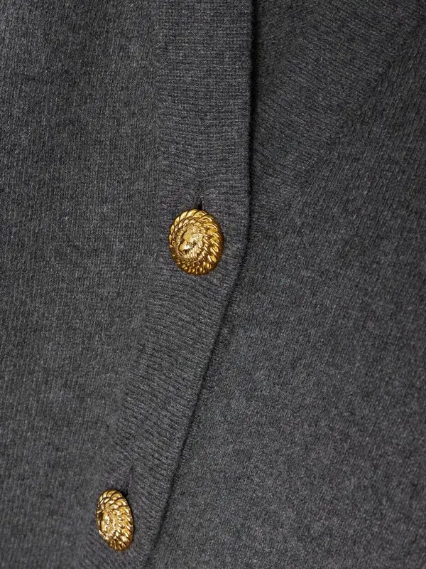 Balmain Cashmere And Wool-blend Cardigan - Gray