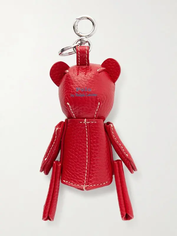 Polo Ralph Lauren Bear Textured-leather And Silver-tone Bag Charm