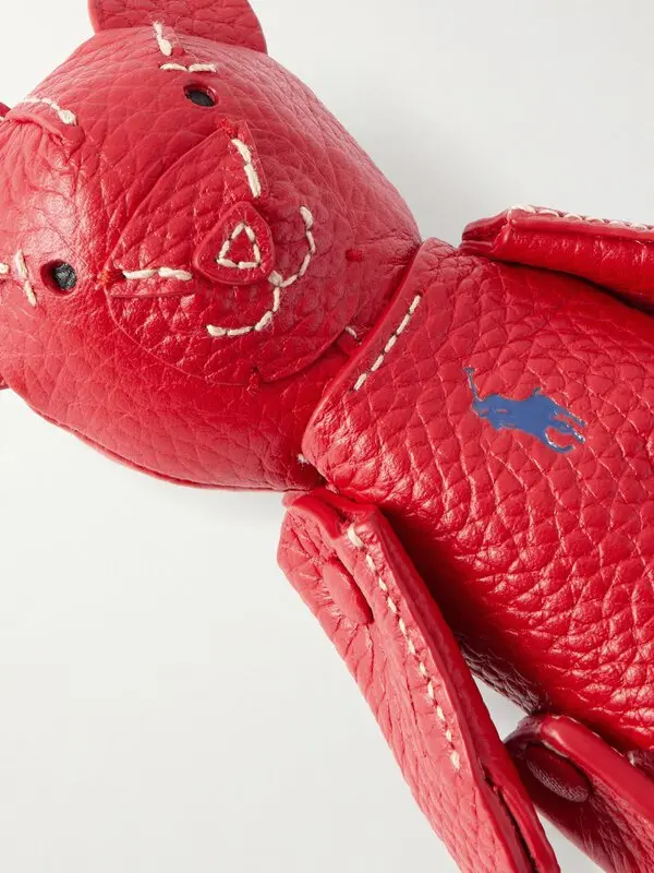 Polo Ralph Lauren Bear Textured-leather And Silver-tone Bag Charm