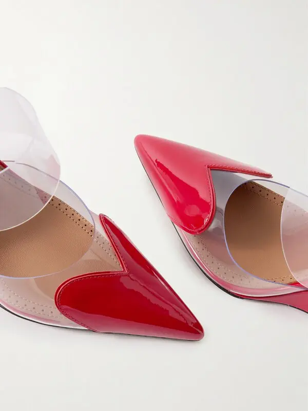 Alaïa Le Cœur Patent-leather And Pvc Wedge Mules - Red
