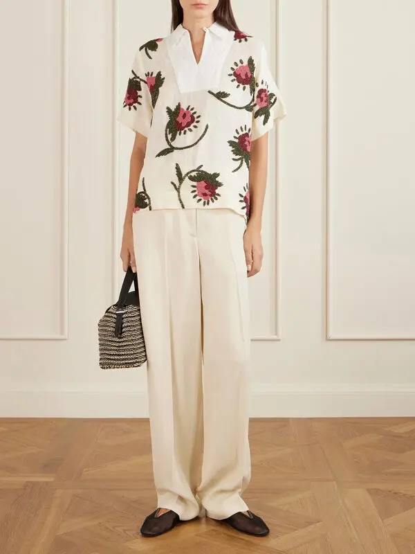 S.S.DALEY Iona Bead-embellished Linen Shirt