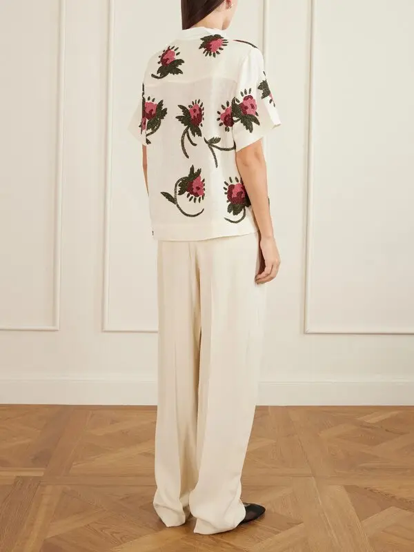 S.S.DALEY Iona Bead-embellished Linen Shirt