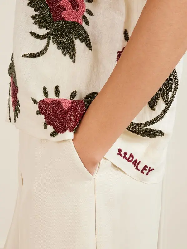 S.S.DALEY Iona Bead-embellished Linen Shirt