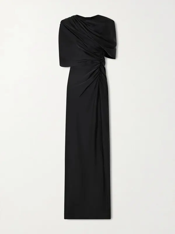 Stella McCartney Open-back Cape-effect Draped Gown - Black