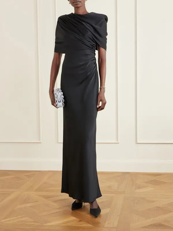 Stella McCartney Open-back Cape-effect Draped Gown - Black
