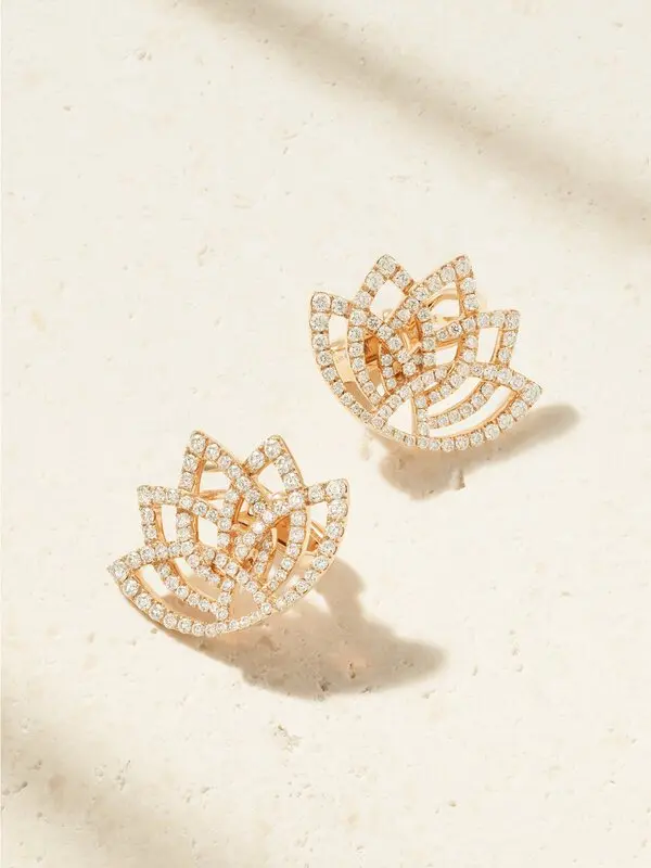 GARRARD Blossom 18-karat Rose And Diamond Earrings - Gold
