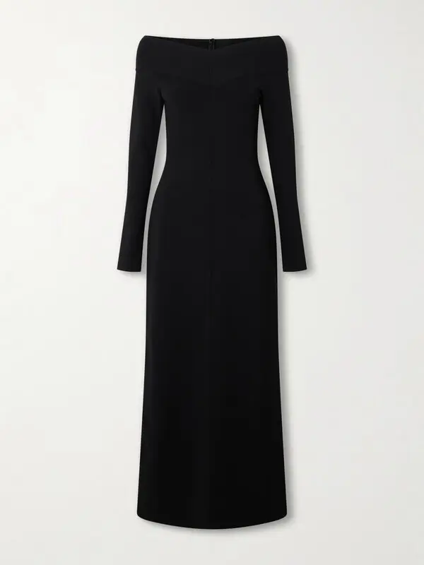Stella McCartney Off-the-shoulder Knitted Midi Dress - Black